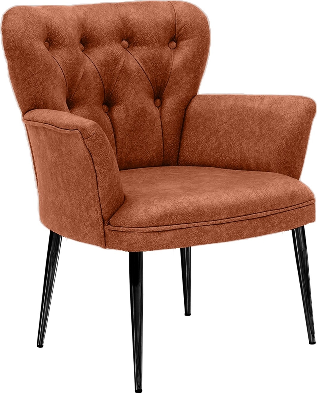 Paris fauteuil - Steenrood/zwart metaal - Stoffen fauteuils - Trendrum.nl